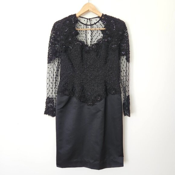 Vintage | Dresses | Vtg Halloween Black Lace Goth Dress Medium Mesh ...